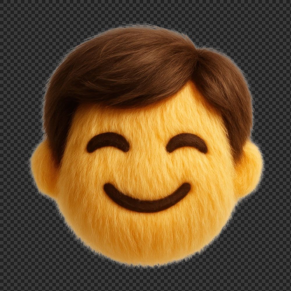 PNG Fuzzy smiling emoji face | Free PNG - rawpixel