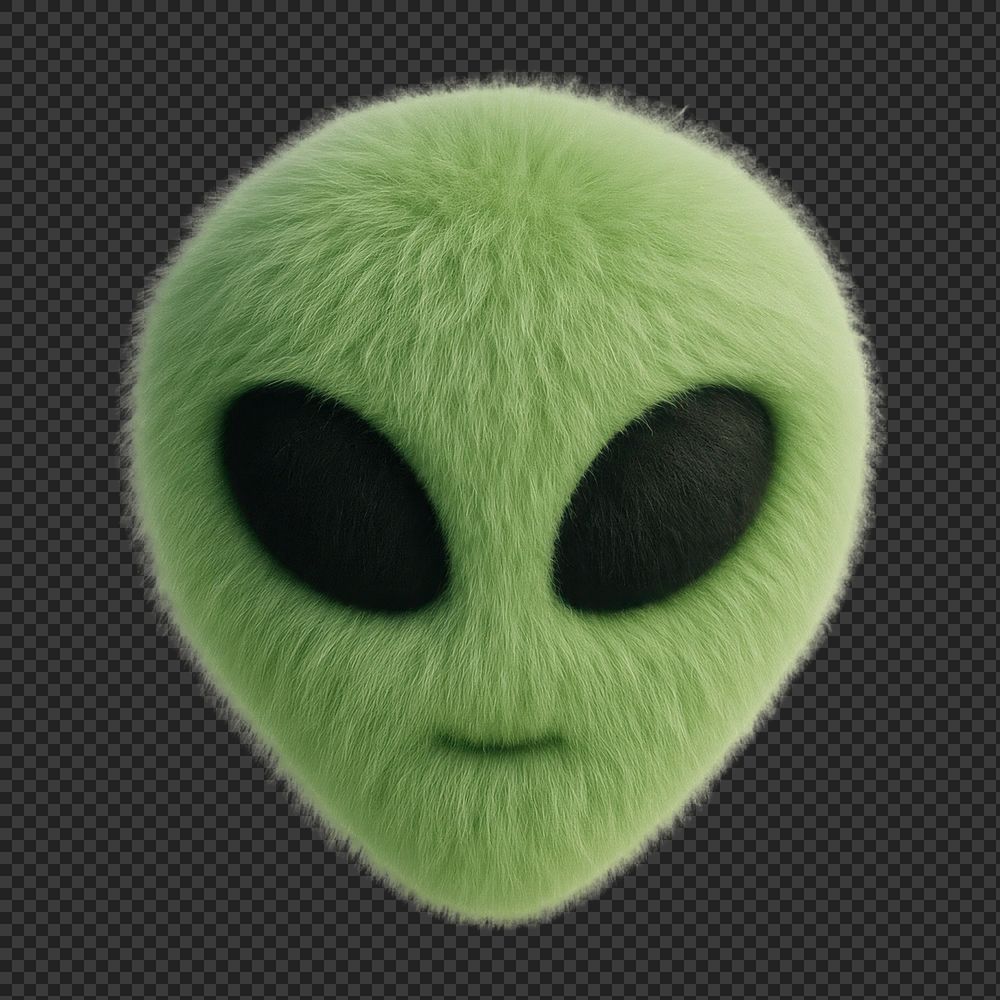 PNG Fuzzy green alien face | Free PNG - rawpixel
