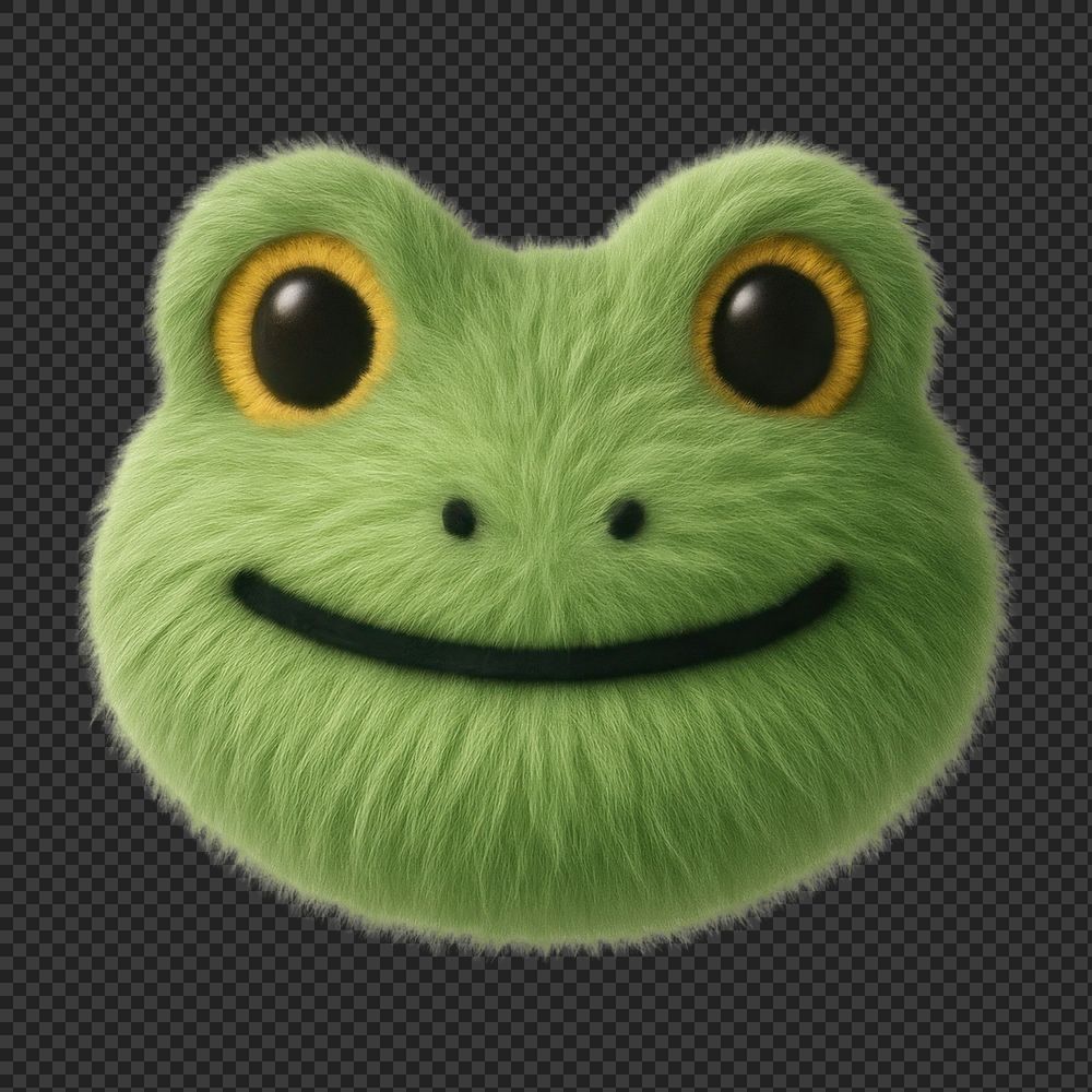 PNG Fuzzy green frog face | Free PNG - rawpixel