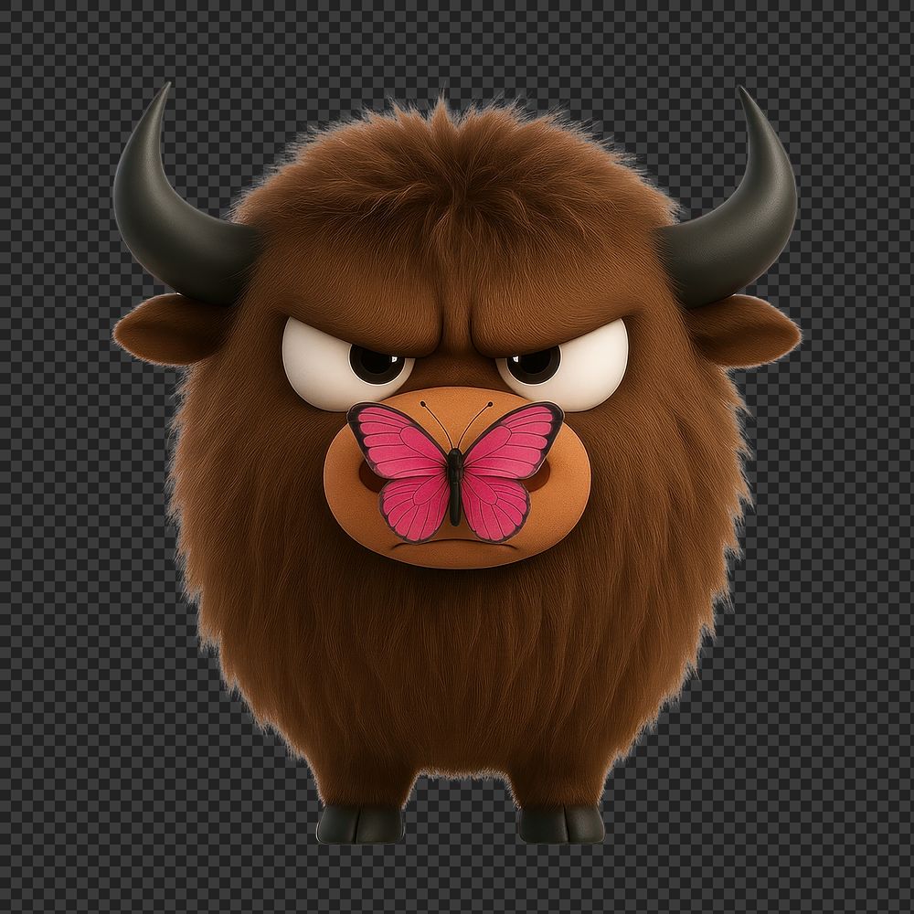 PNG Furry buffalo pink butterfly. | Free PNG - rawpixel