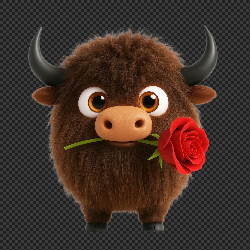 PNG Cute fluffy bull holding | Free PNG - rawpixel