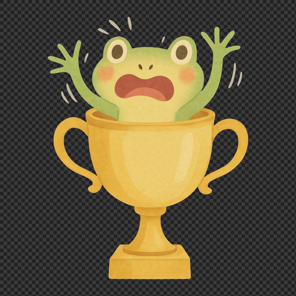 PNG Frog surprised inside trophy | Free PNG - rawpixel