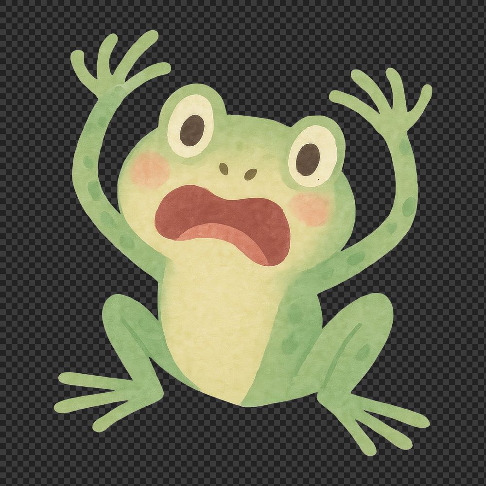 PNG Surprised cartoon frog illustration. | Free PNG - rawpixel