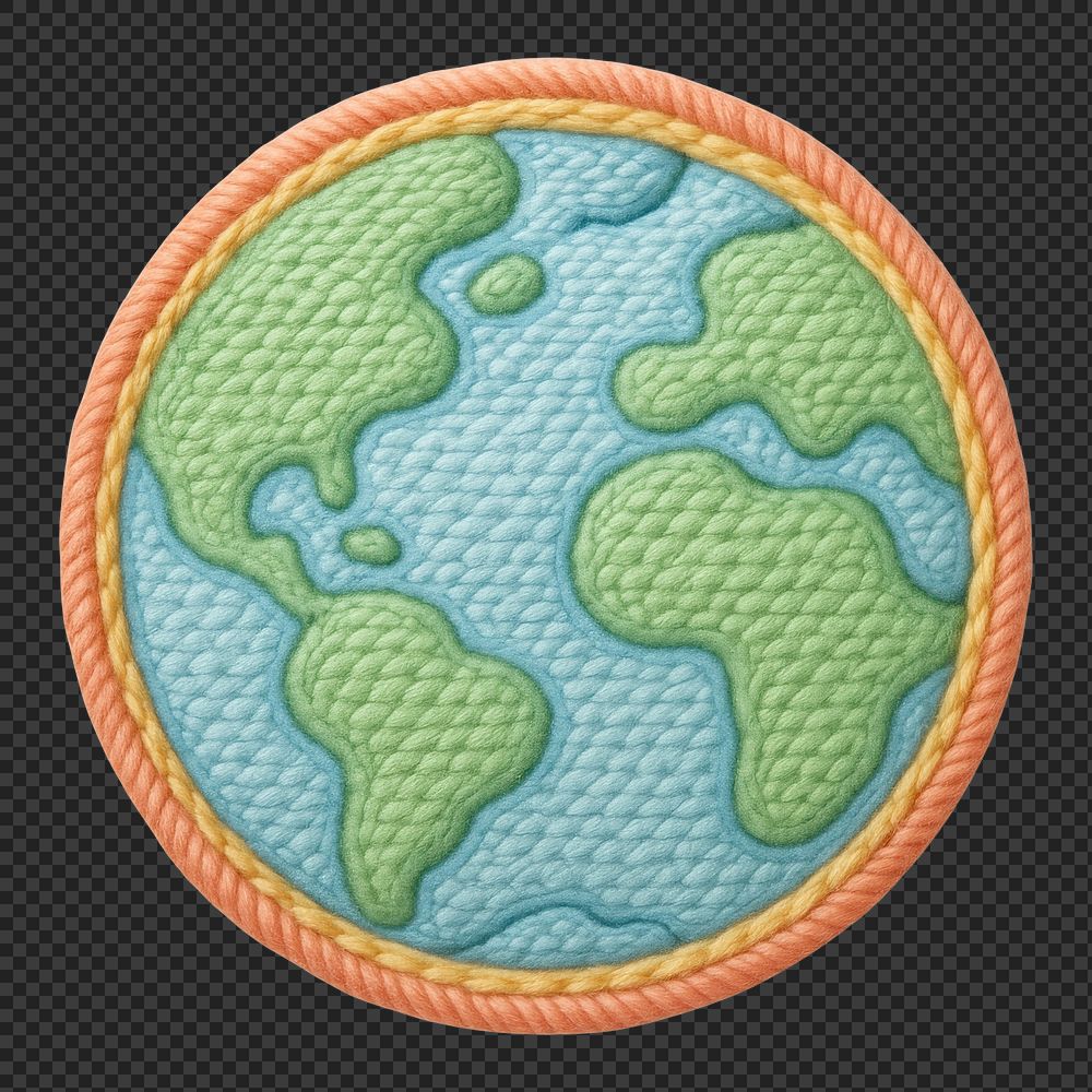 PNG Textured embroidered Earth patch | Free PNG - rawpixel