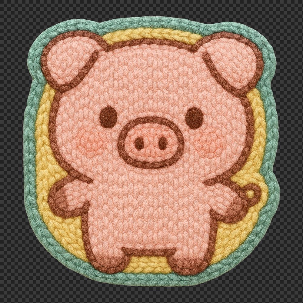 PNG Cute embroidered pig patch | Free PNG - rawpixel