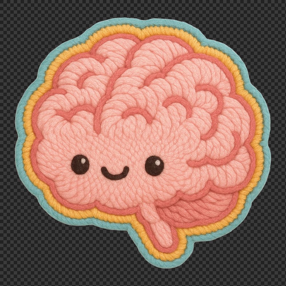 PNG Cute embroidered brain patch | Free PNG - rawpixel