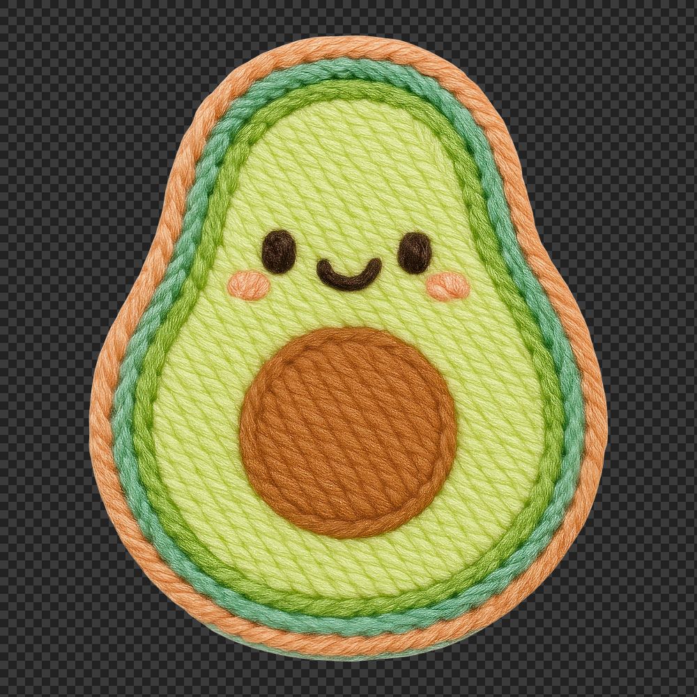 PNG Cute embroidered avocado patch | Free PNG - rawpixel