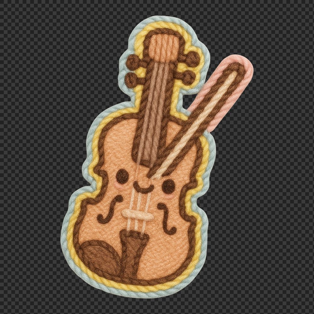 PNG Cute embroidered violin patch | Free PNG - rawpixel