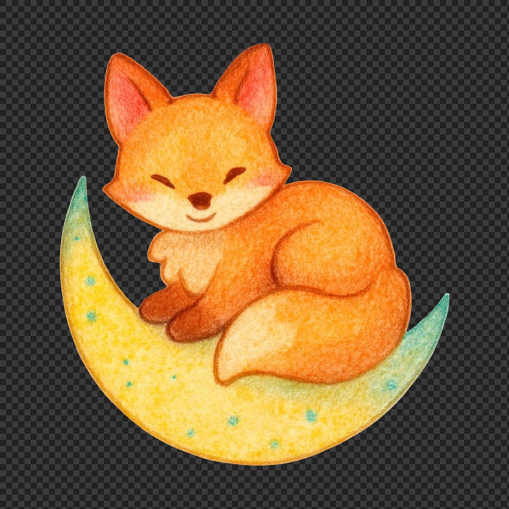PNG Cute fox crescent moon. | Free PNG - rawpixel
