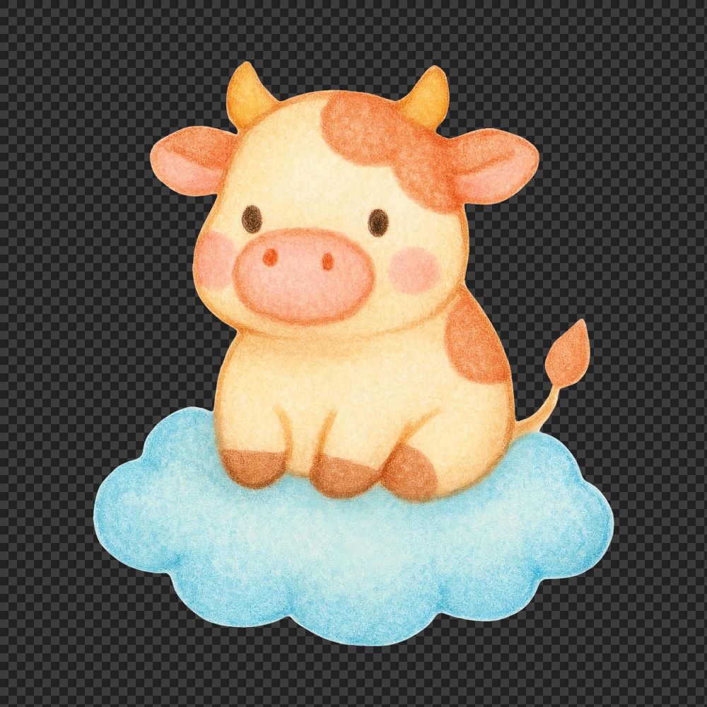 PNG Cute cow cloud illustration. | Free PNG - rawpixel