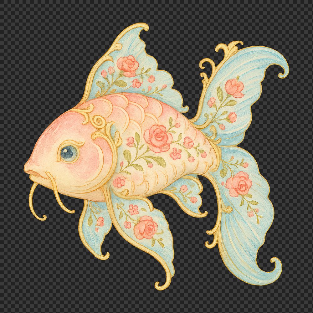 PNG Elegant floral fish illustration | Free PNG - rawpixel