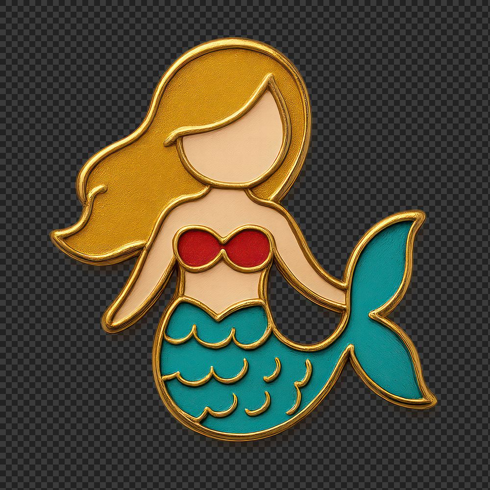 PNG Colorful mermaid enamel pin | Free PNG - rawpixel