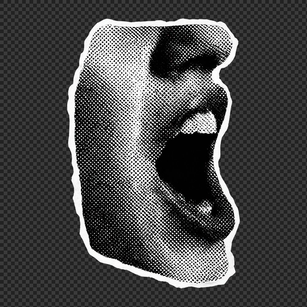 PNG Monochrome shouting face illustration | Free PNG - rawpixel