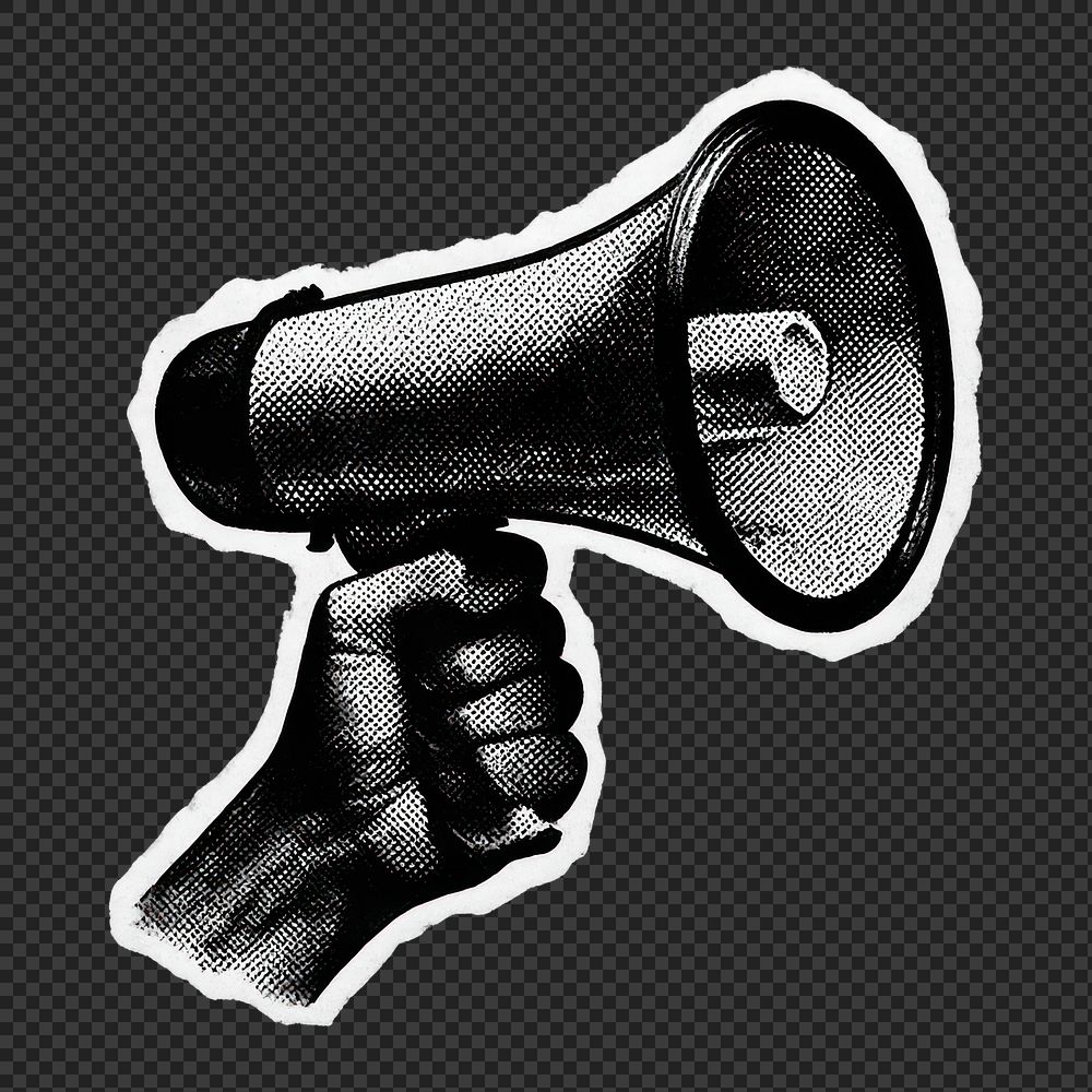 PNG Retro megaphone illustration hand | Premium PNG - rawpixel
