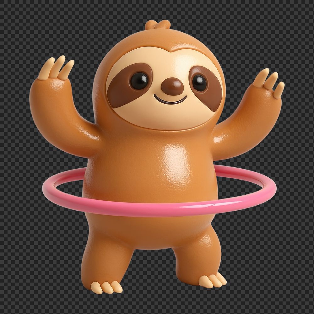 PNG Cute sloth hula hooping | Free PNG - rawpixel