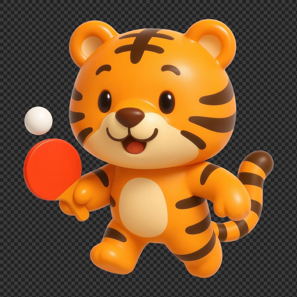 PNG Cute tiger playing ping-pong | Free PNG - rawpixel