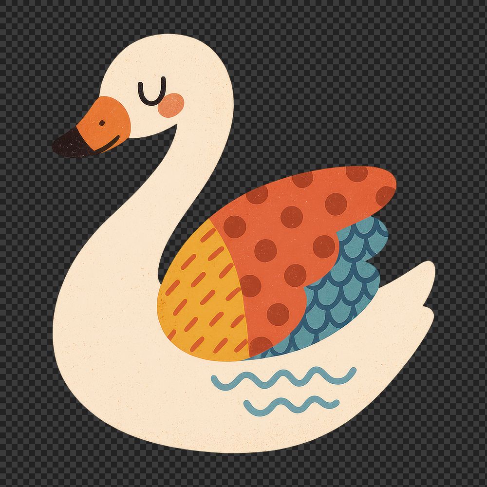 PNG Colorful swan illustration patterns | Free PNG - rawpixel