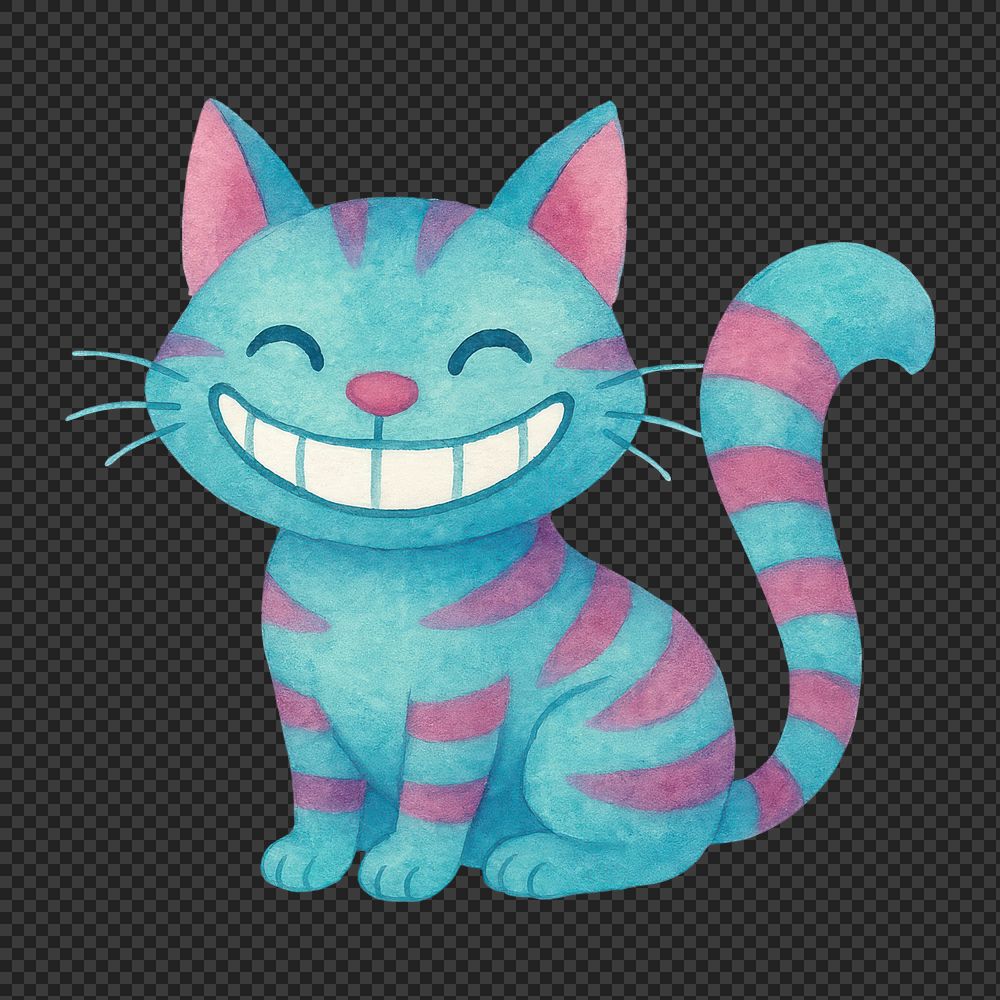 PNG Whimsical smiling striped cat | Free PNG - rawpixel