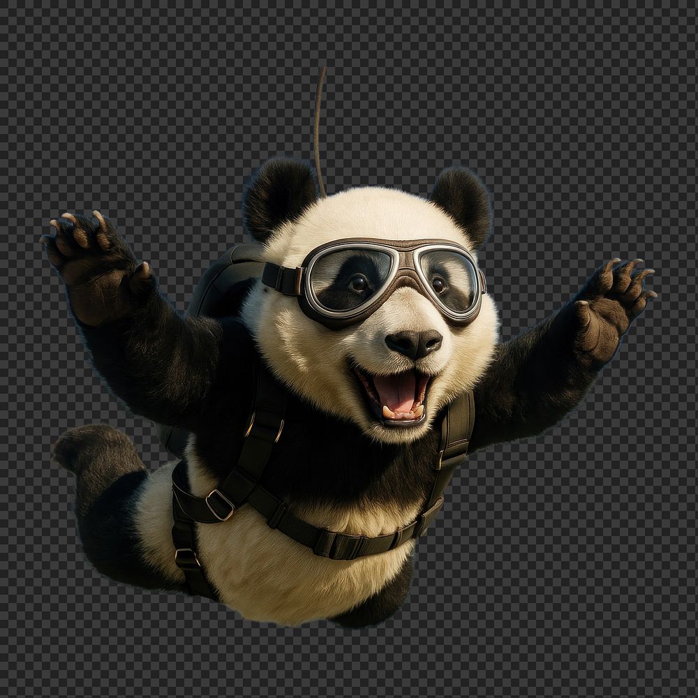 PNG Panda skydiving goggles excitement. | Free PNG - rawpixel