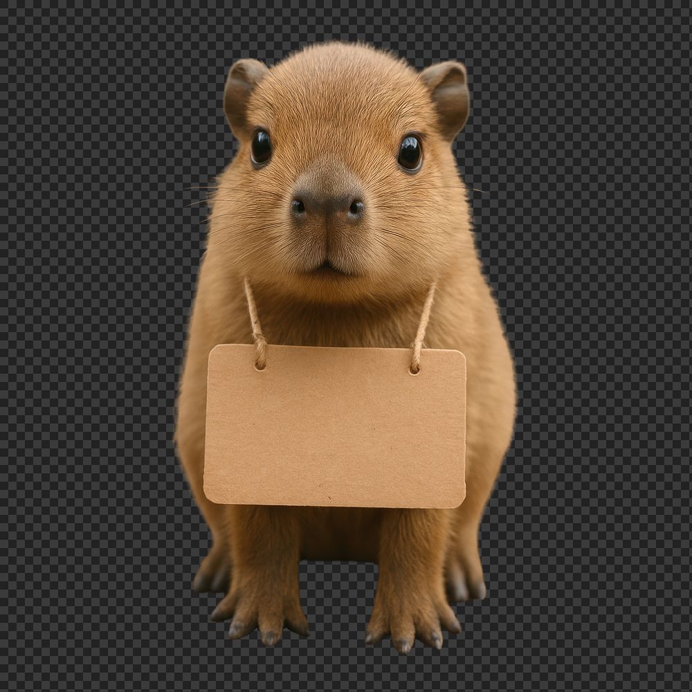 PNG Adorable capybara blank sign | Free PNG - rawpixel