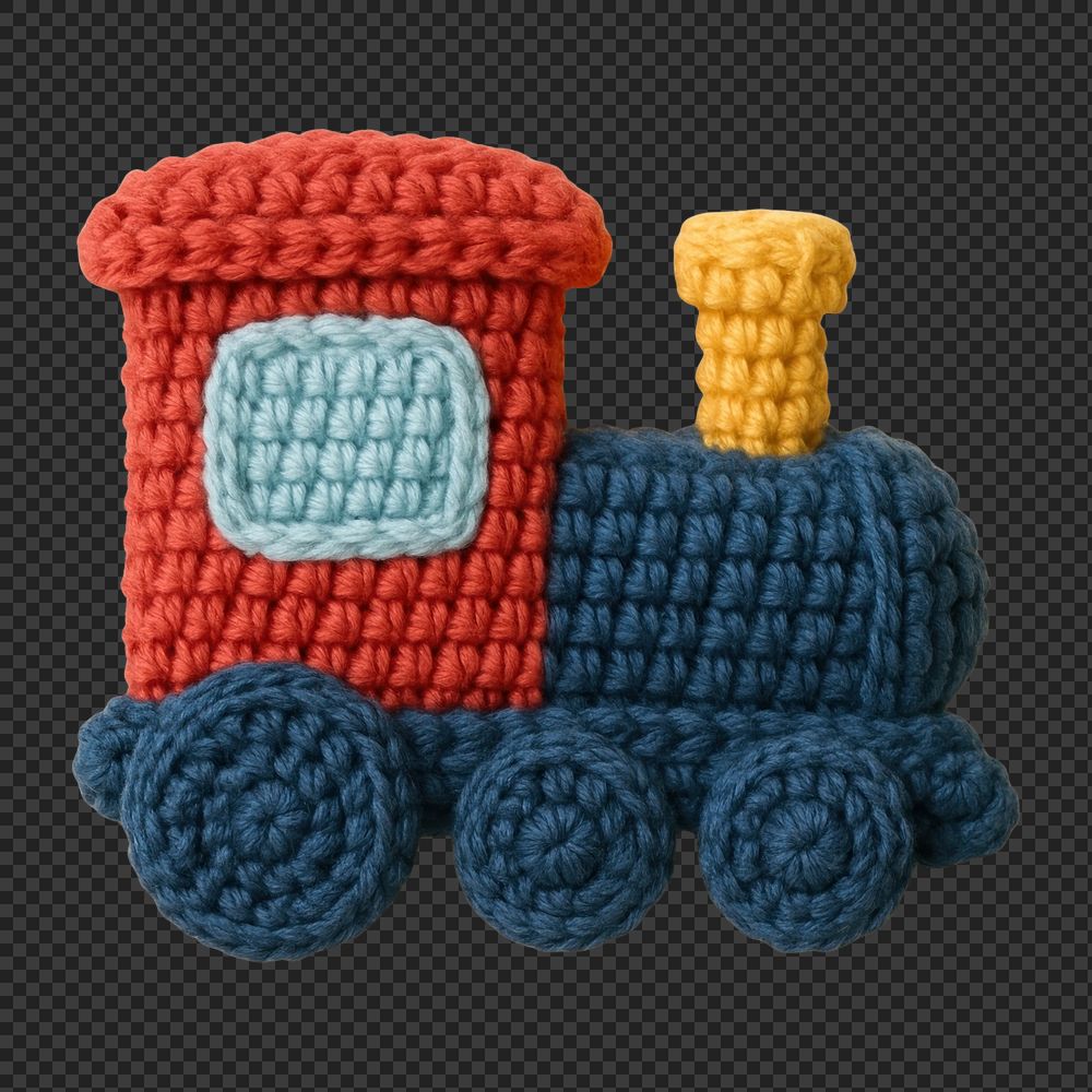 PNG Colorful crocheted toy train | Free PNG - rawpixel