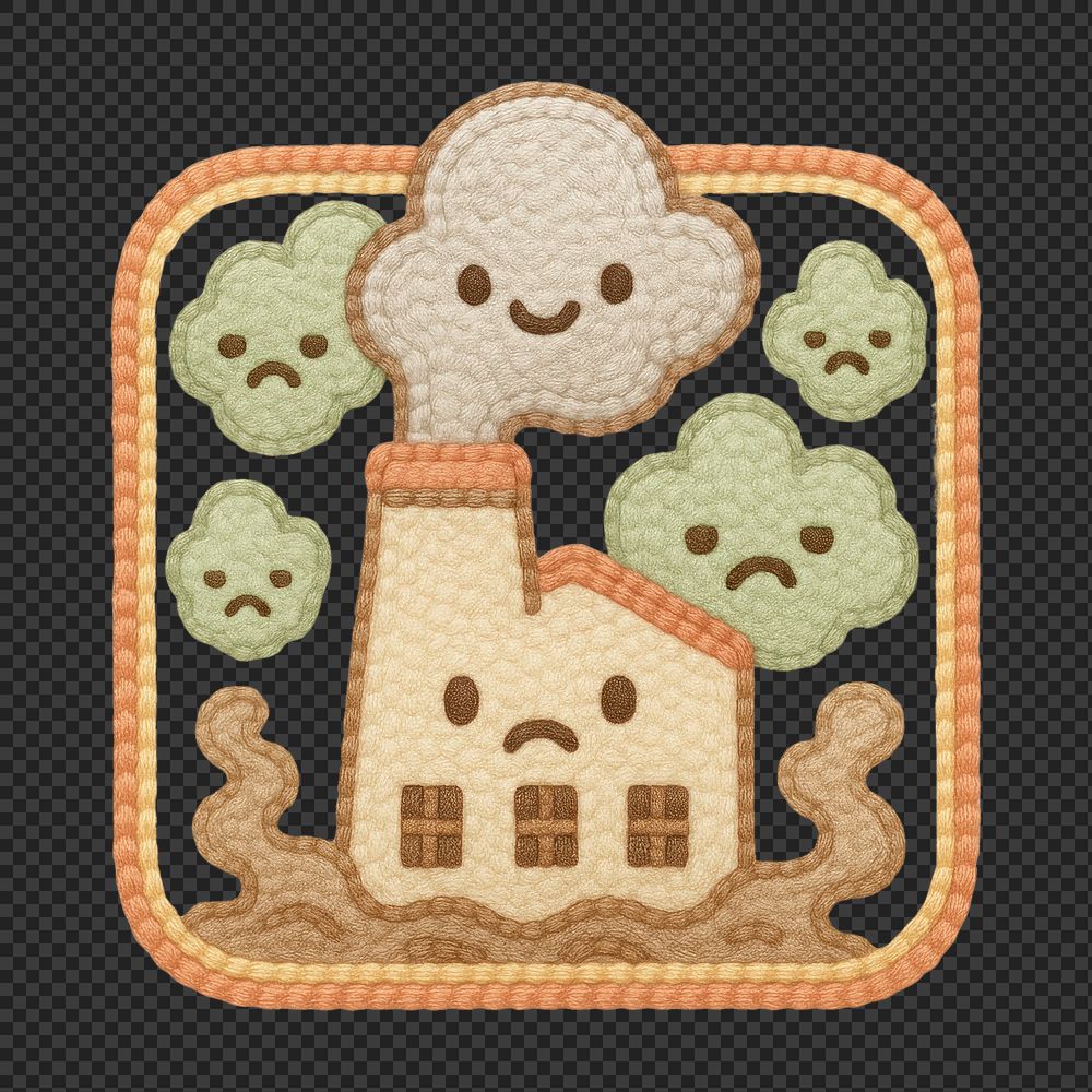 PNG Cute pollution-themed embroidery illustration | Free PNG - rawpixel