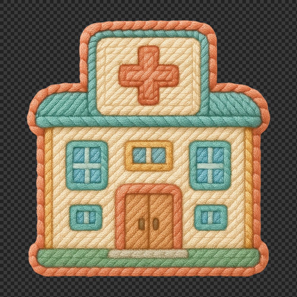 PNG Cute embroidered hospital icon | Free PNG - rawpixel