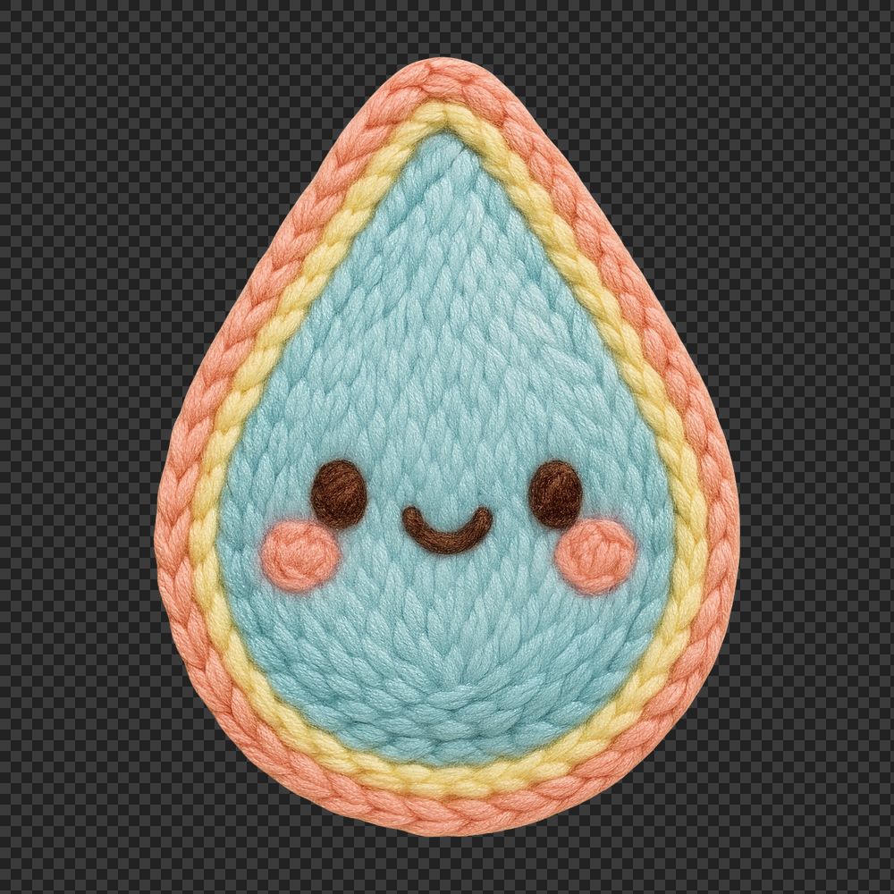 PNG Cute embroidered smiling raindrop | Free PNG - rawpixel