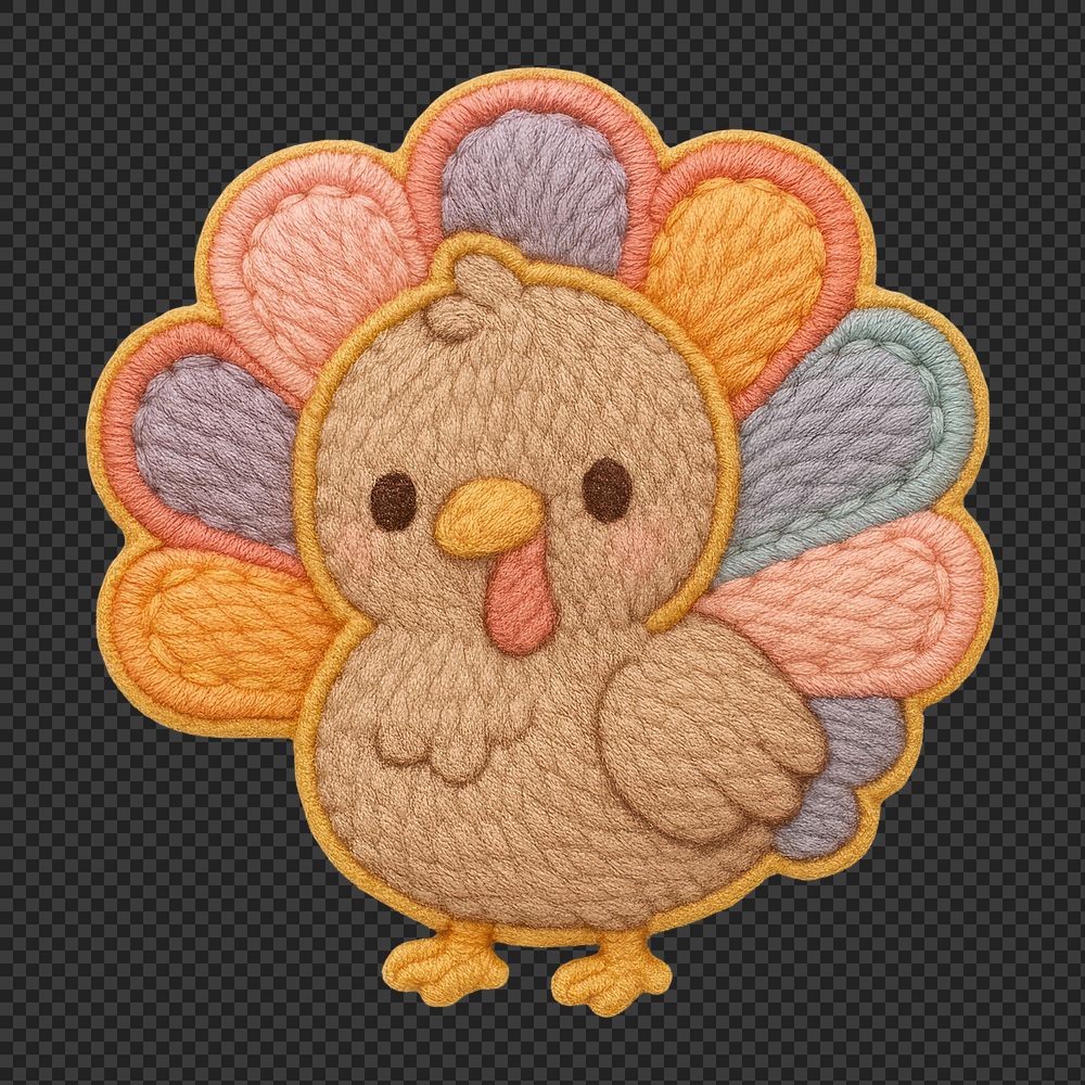 PNG Cute embroidered turkey illustration | Free PNG - rawpixel