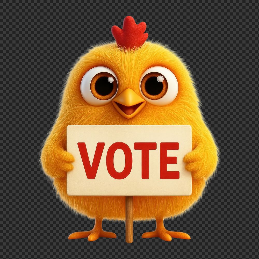 PNG Cute chicken promotes voting. | Free PNG - rawpixel