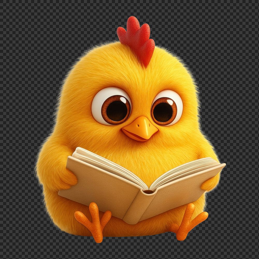 PNG Cute chick reading book | Free PNG - rawpixel