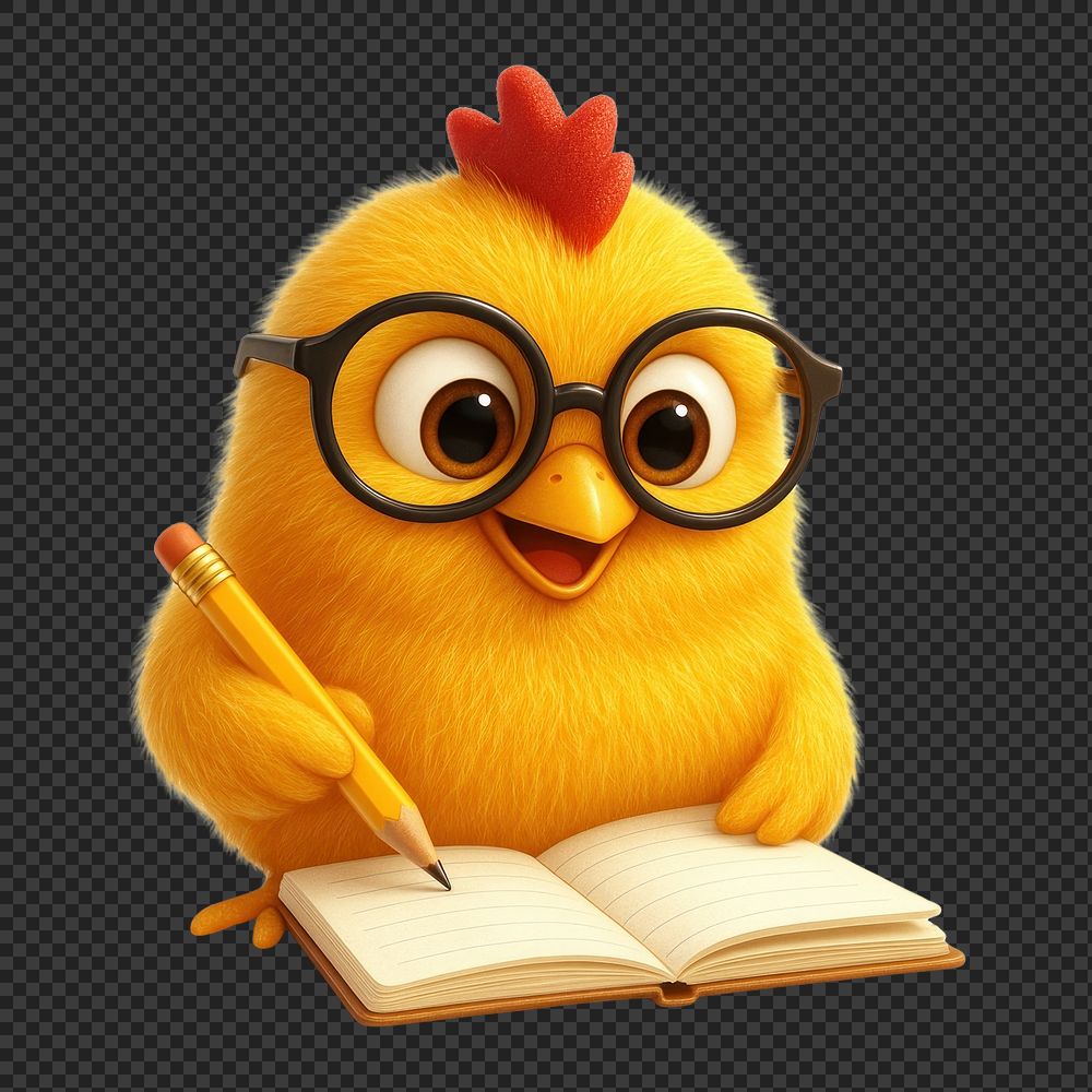 PNG Cute chick writing notes | Free PNG - rawpixel