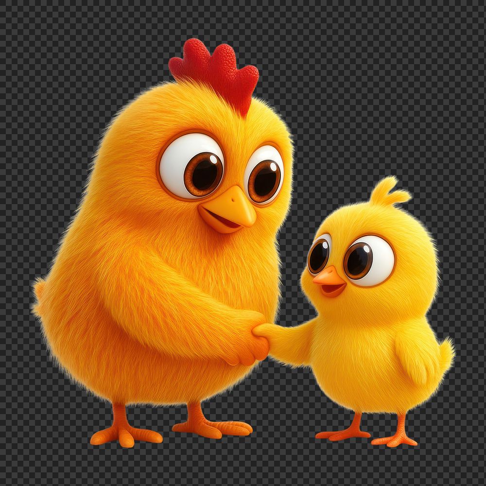 PNG Cute cartoon chickens handshake | Free PNG - rawpixel