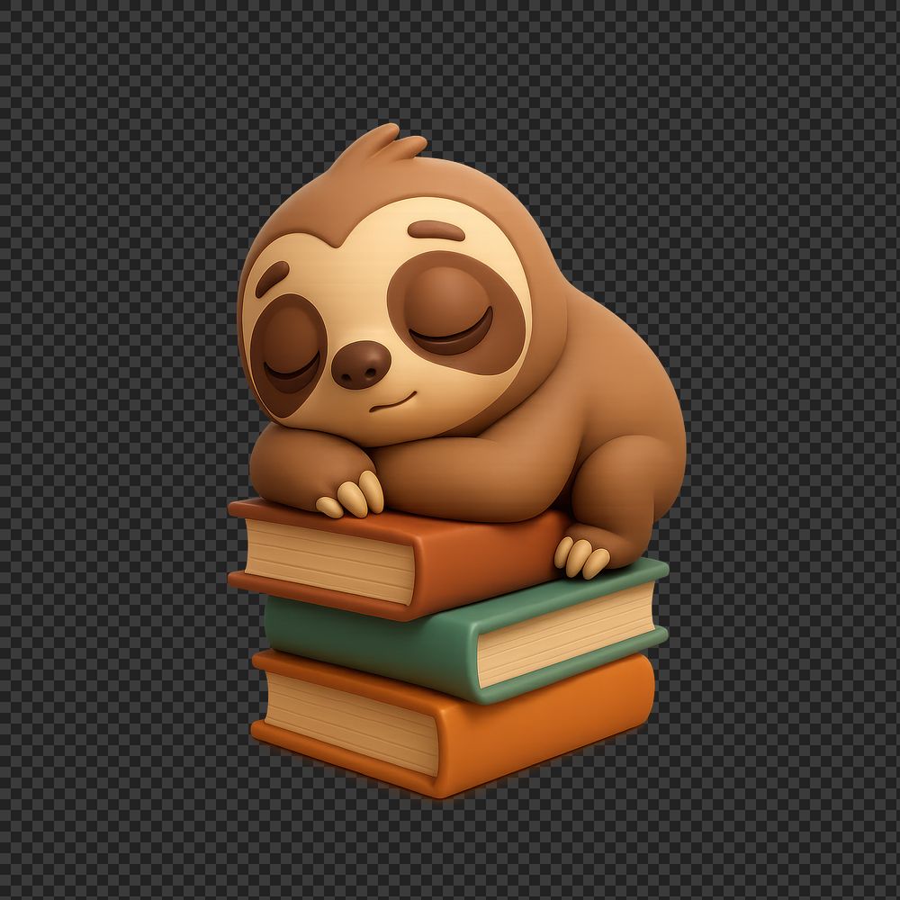 PNG Adorable sloth sleeping books | Free PNG - rawpixel
