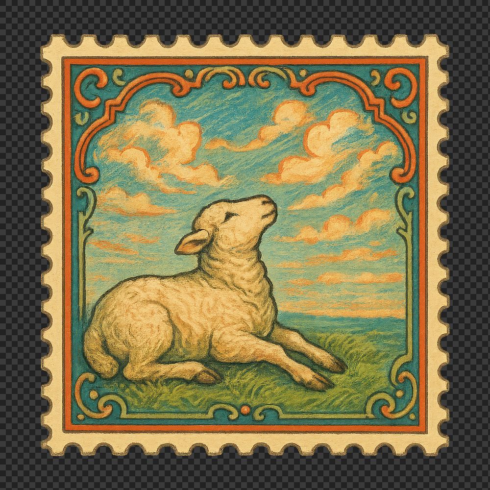 PNG Vintage lamb stamp illustration | Free PNG - rawpixel