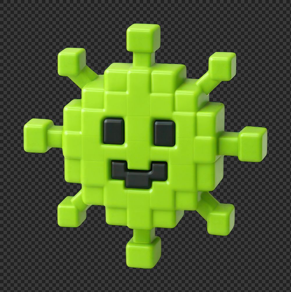 PNG Pixelated virus cartoon character | Free PNG - rawpixel