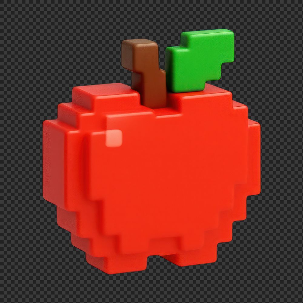 PNG Pixelated apple 3D art | Free PNG - rawpixel