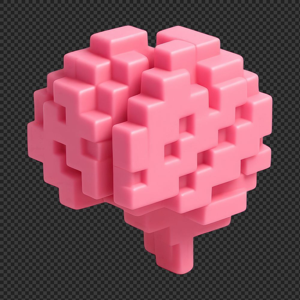 PNG Pixelated pink brain illustration | Free PNG - rawpixel
