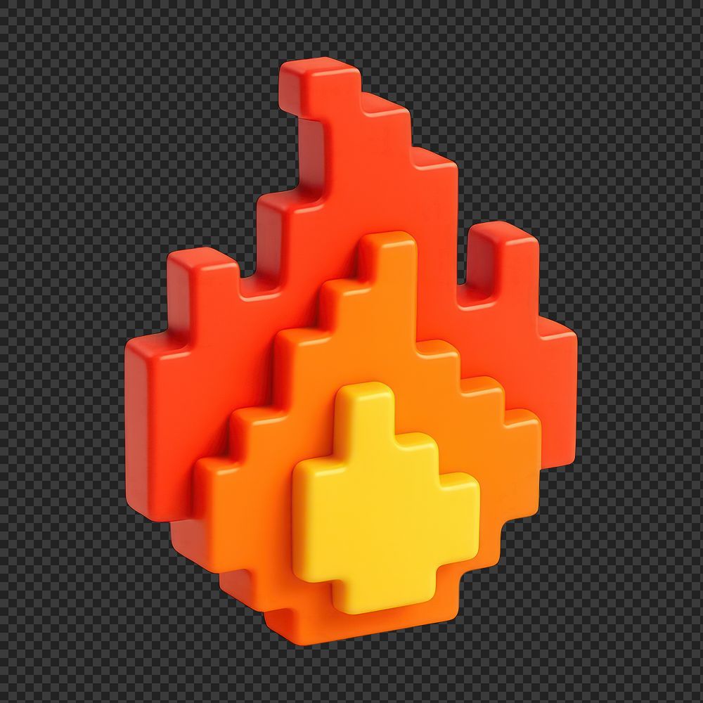 PNG Pixelated fire icon illustration | Free PNG - rawpixel