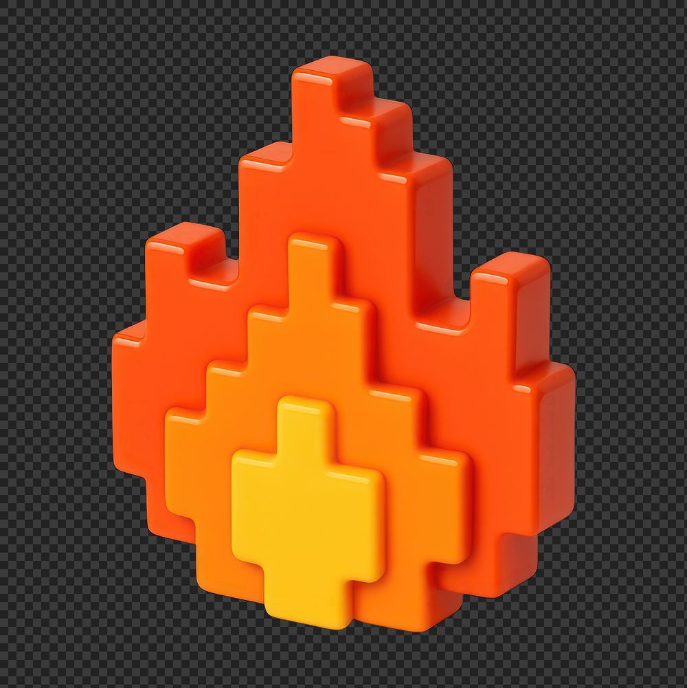 PNG Pixelated fire icon illustration. | Free PNG - rawpixel