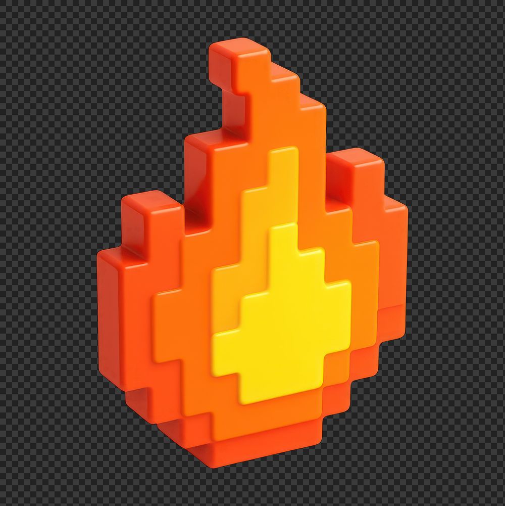 PNG Pixelated fiery flame design. | Free PNG - rawpixel