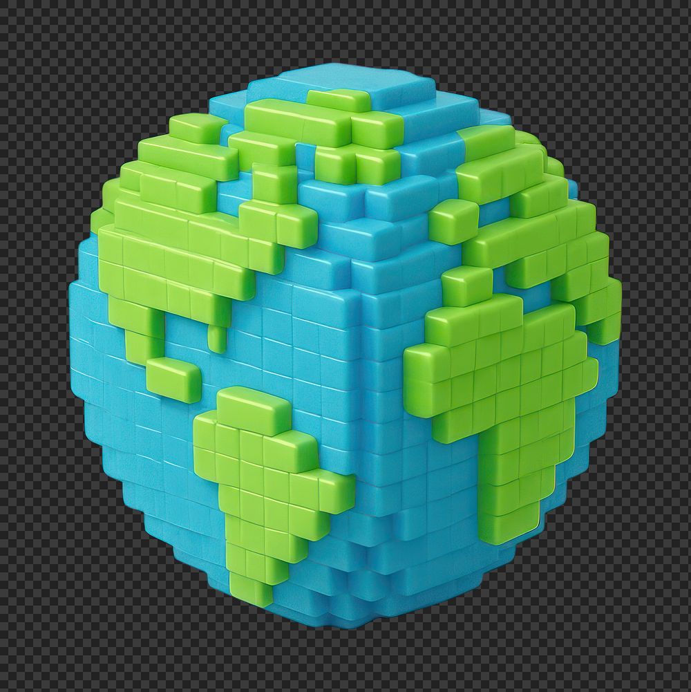 PNG Pixelated Earth globe illustration | Free PNG - rawpixel