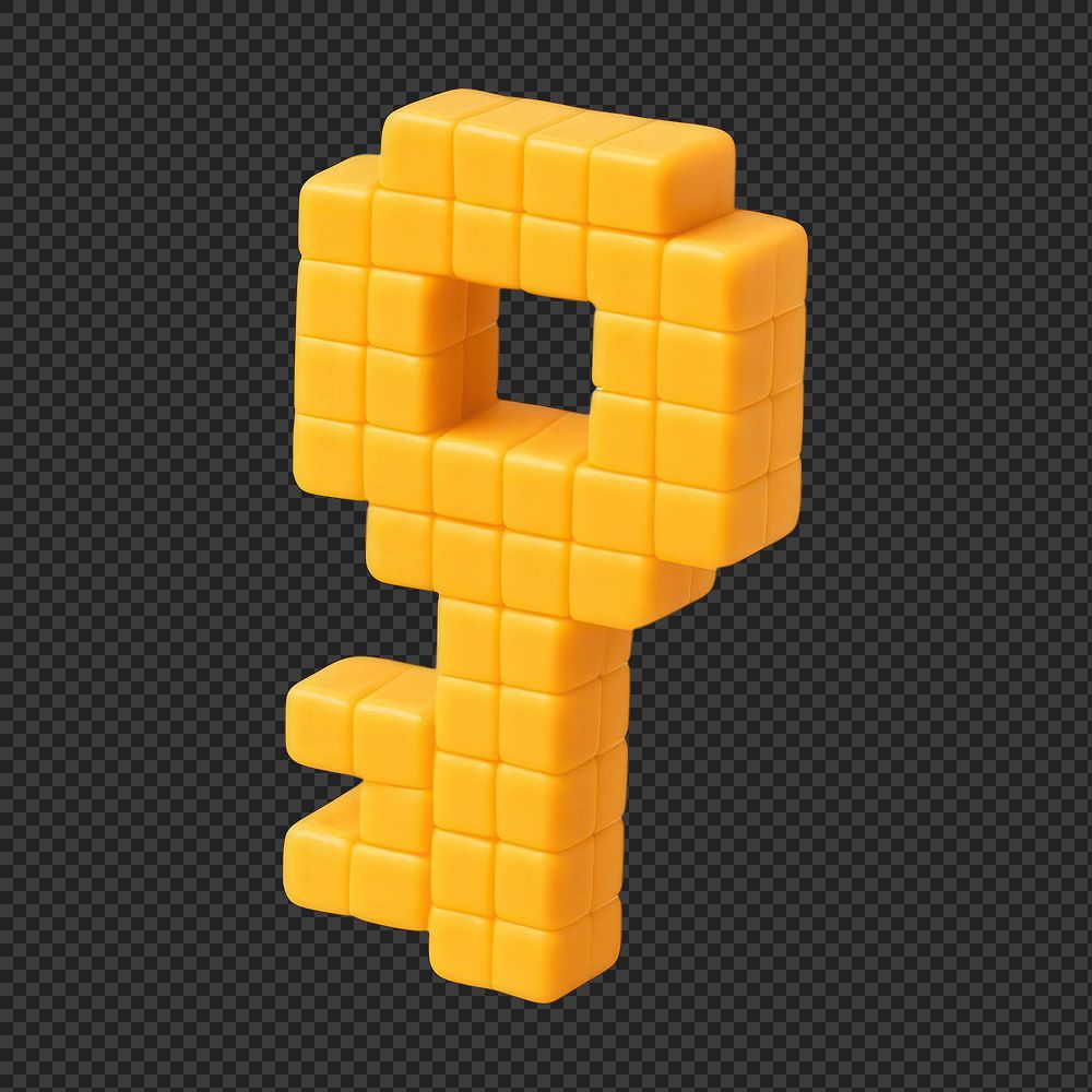 PNG Pixelated key in yellow. | Free PNG - rawpixel