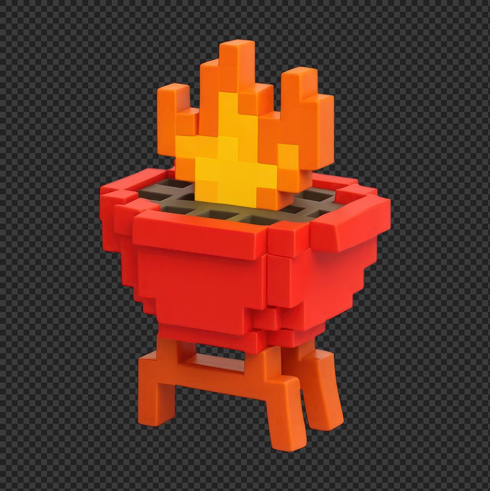 PNG Pixelated barbecue grill illustration | Free PNG - rawpixel