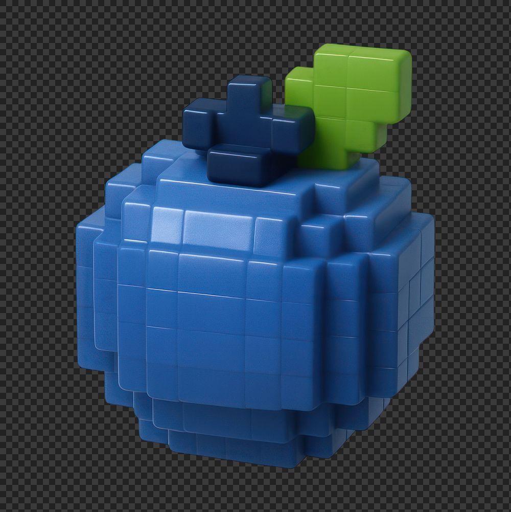 PNG Pixelated blue apple art | Free PNG - rawpixel