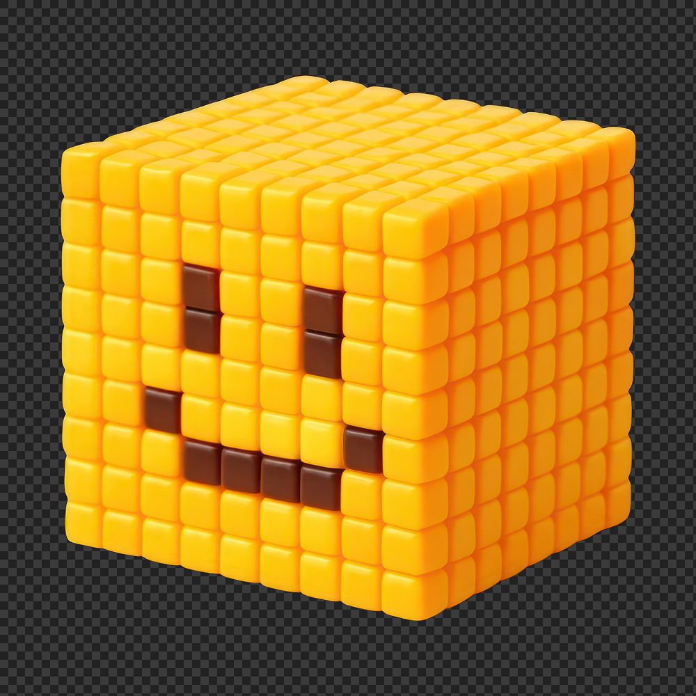PNG Playful pixelated cube smile. | Free PNG - rawpixel