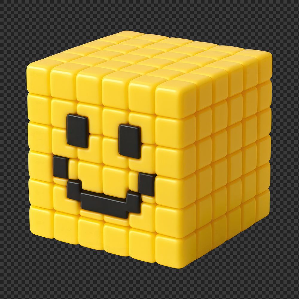 PNG Smiling cube pixelated face. | Free PNG - rawpixel