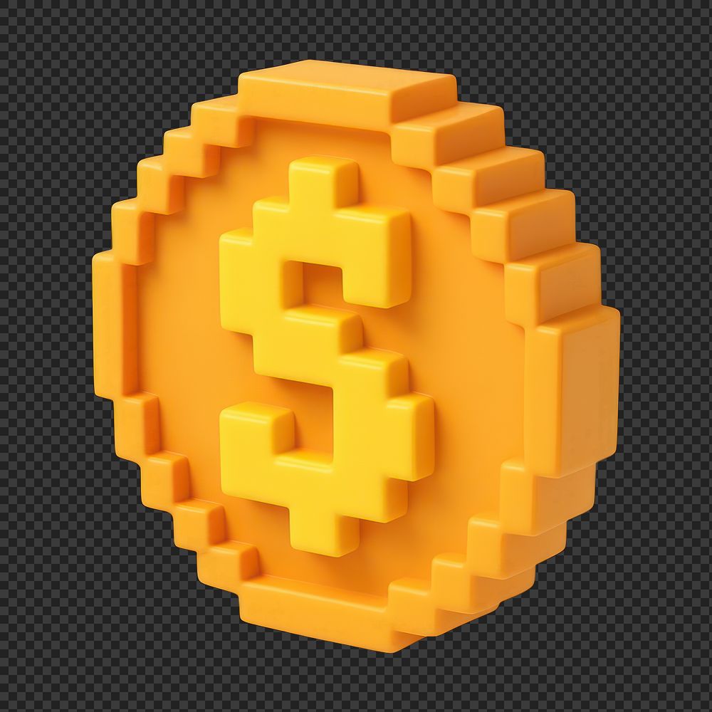 PNG Pixelated 3D yellow dollar | Free PNG - rawpixel