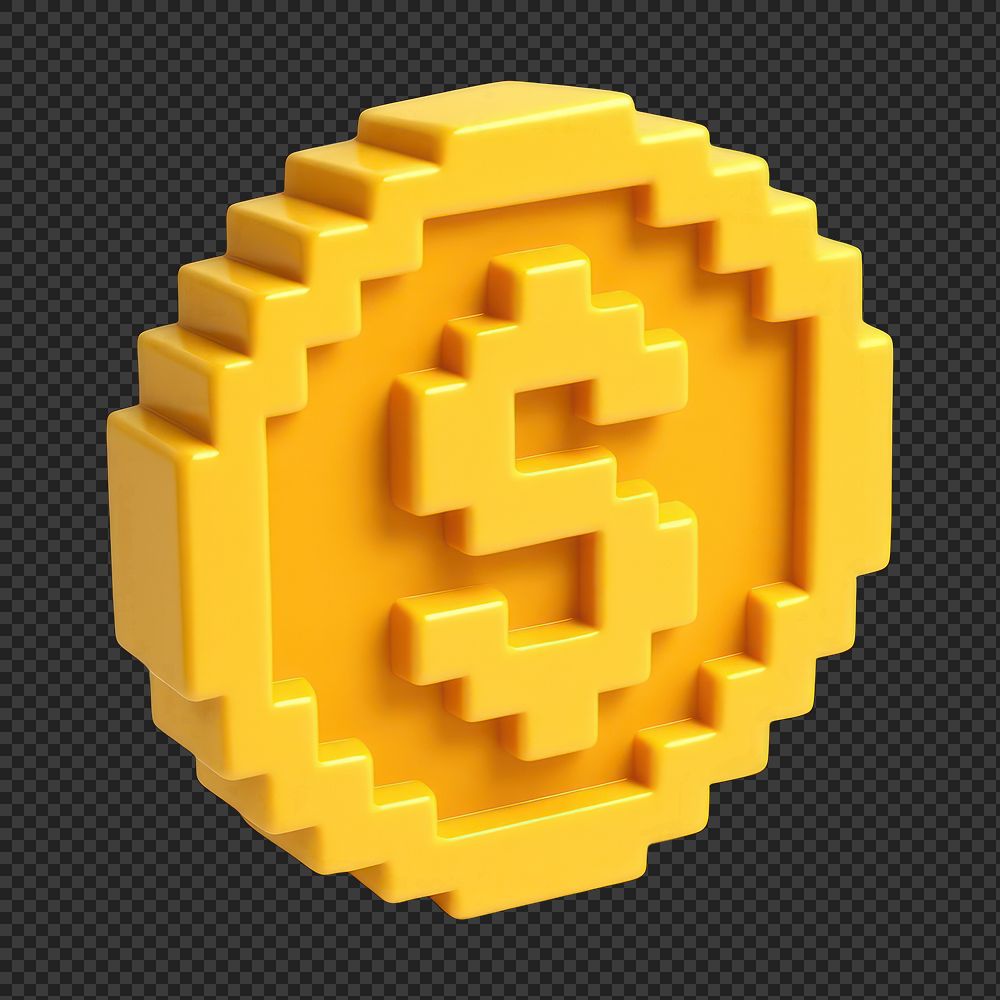 PNG Pixelated yellow coin illustration. | Free PNG - rawpixel