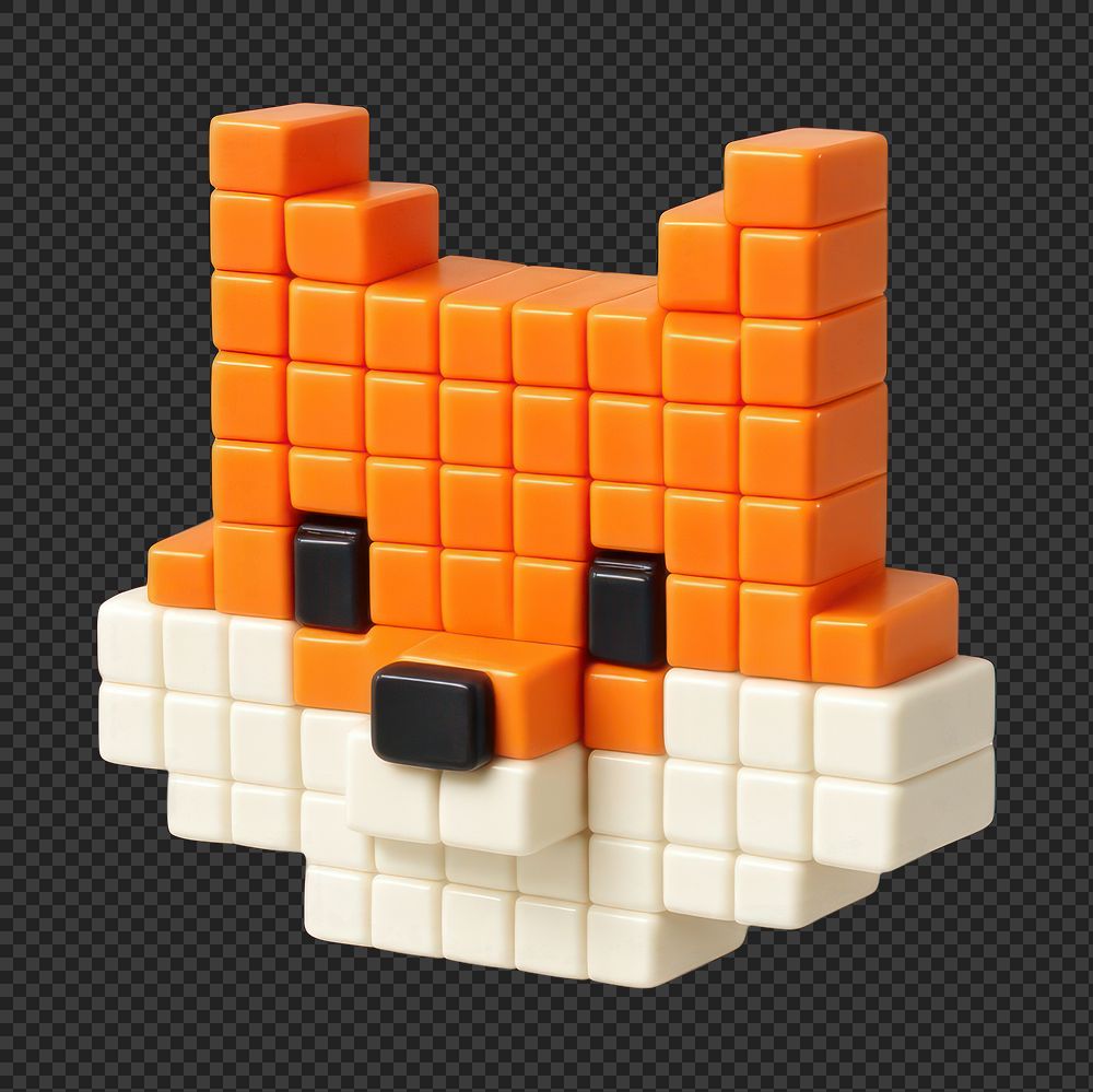 PNG Pixelated fox head sculpture | Free PNG - rawpixel